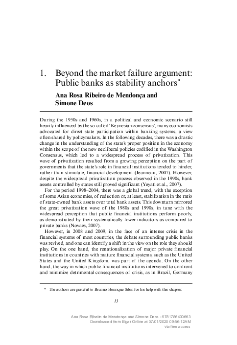 (PDF) Beyond the market failure argument: Public banks as stability anchors
