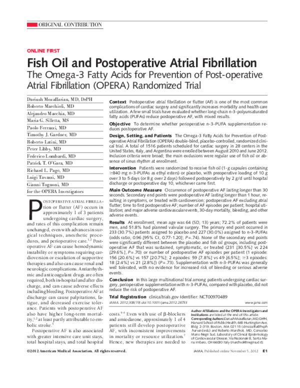 (PDF) Fish Oil and Postoperative Atrial Fibrillation