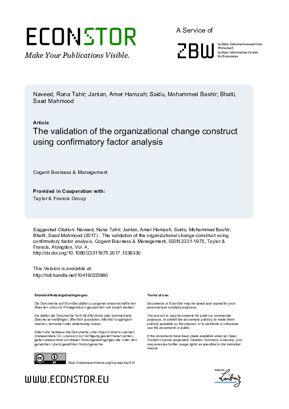 (PDF) The validation of the organizational change construct using confirmatory factor analysis