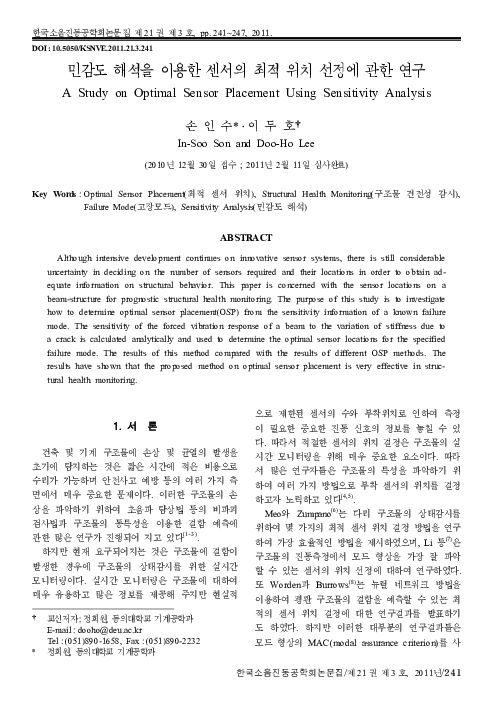 (PDF) A Study on Optimal Sensor Placement Using Sensitivity Analysis