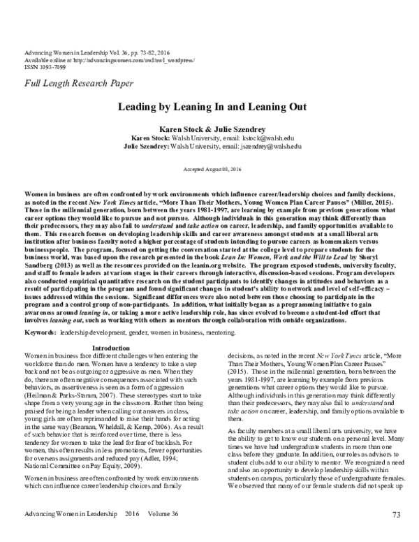 (PDF) Leading by Leaning In and Leaning Out