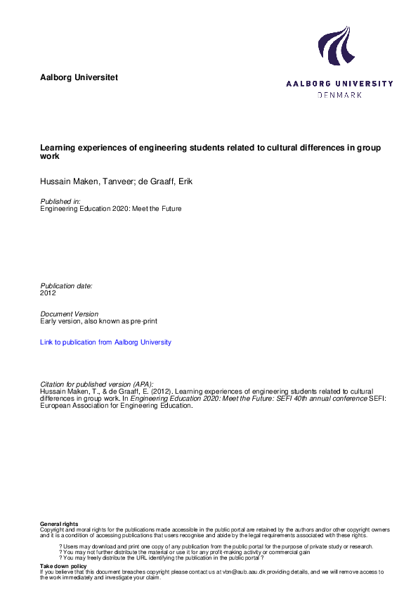 (PDF) Learning experiences of engineering students related to cultural ...