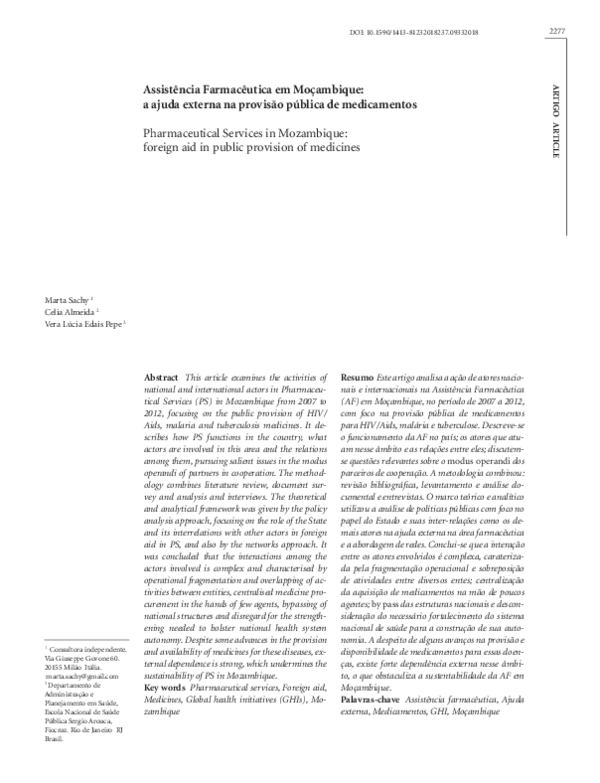 (PDF) Assistência Farmacêutica em Moçambique: a ajuda externa na ...