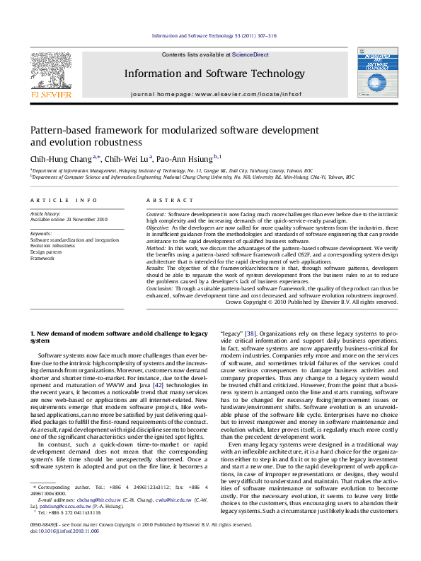 (PDF) Pattern-based framework for modularized software development and ...