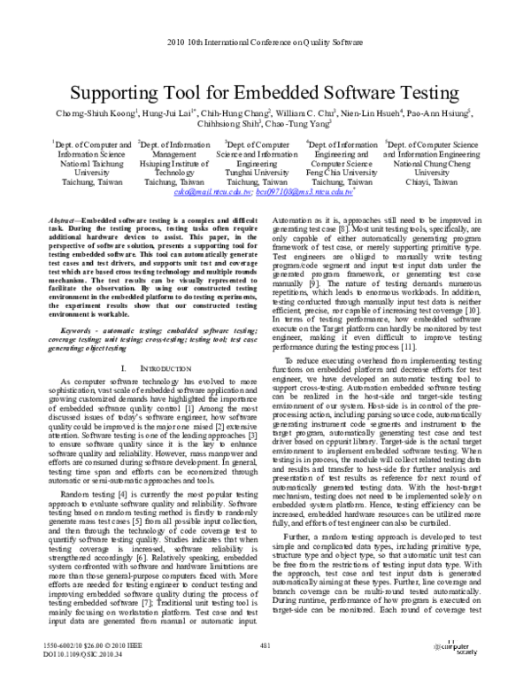 (PDF) Supporting Tool for Embedded Software Testing