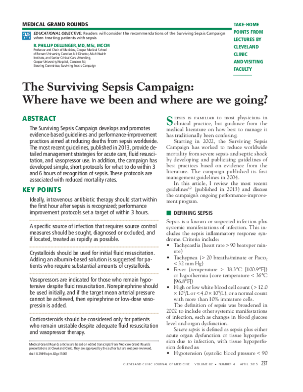 (PDF) The Surviving Sepsis Campaign: Where have we been and where are ...