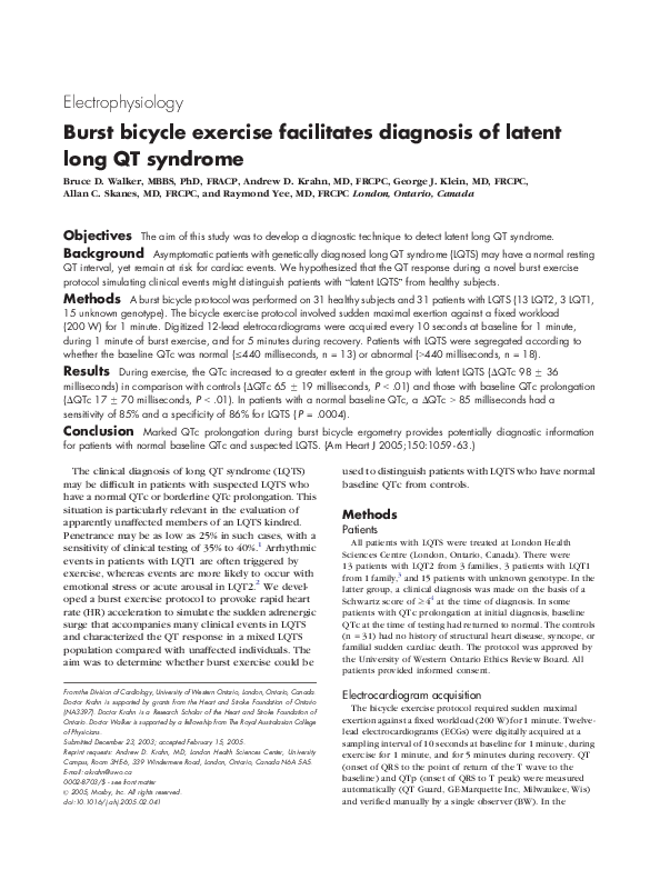 (PDF) Burst bicycle exercise facilitates diagnosis of latent long QT ...