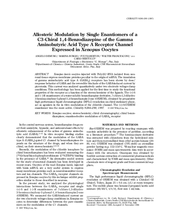 Allosteric modulation by single enantiomers of a C3‐chiral 1, 4 ...