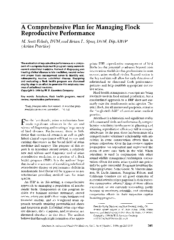 (PDF) A comprehensive plan for managing flock reproductive performance