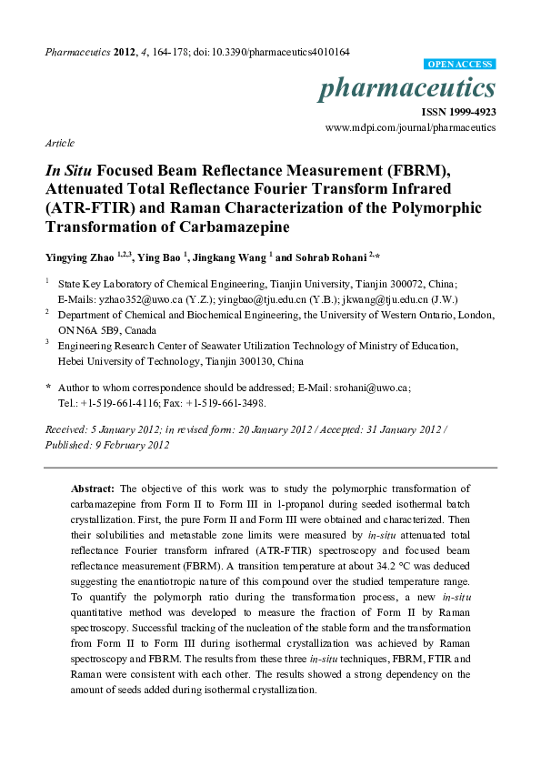(PDF) In Situ Focused Beam Reflectance Measurement (FBRM), Attenuated ...