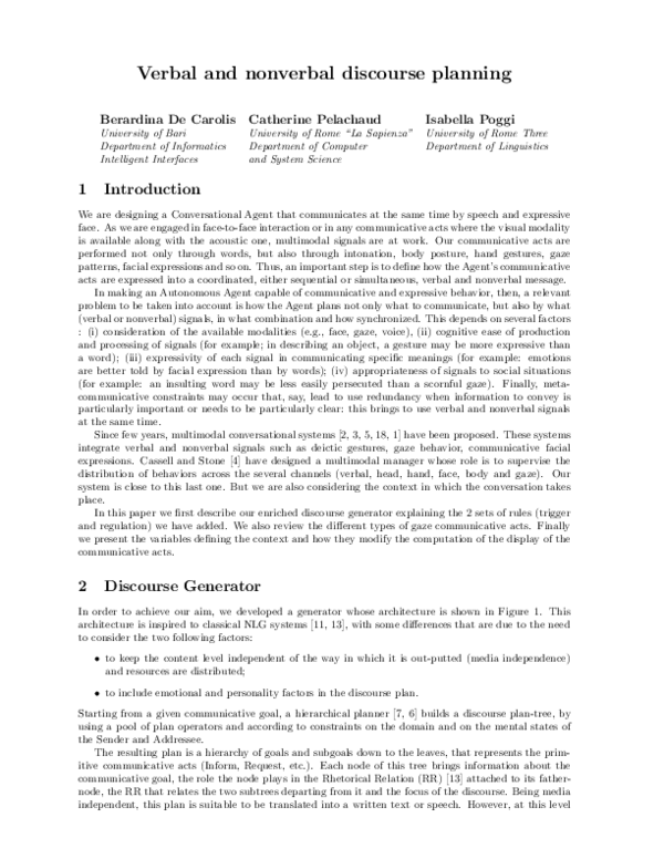(PDF) Verbal and nonverbal discourse planning