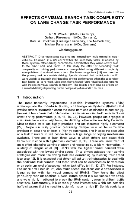 (PDF) Effects of visual search task complexity on lane change task performance
