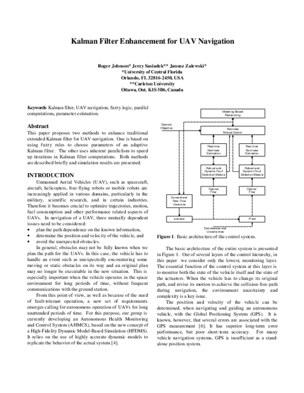 (PDF) Kalman Filter Enhancement for UAV Navigation