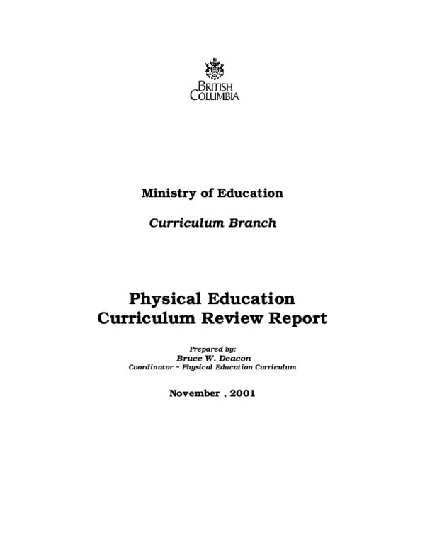 (PDF) Physical Education Curriculum Review Report