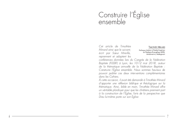 (PDF) Construire l'Église ensemble