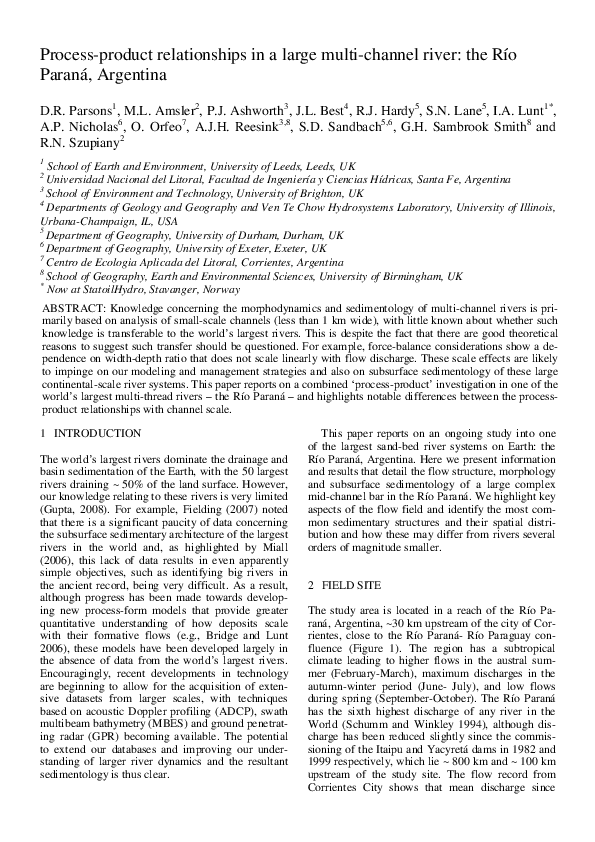 (PDF) Process-product relationships in a large multi-channel river: the ...
