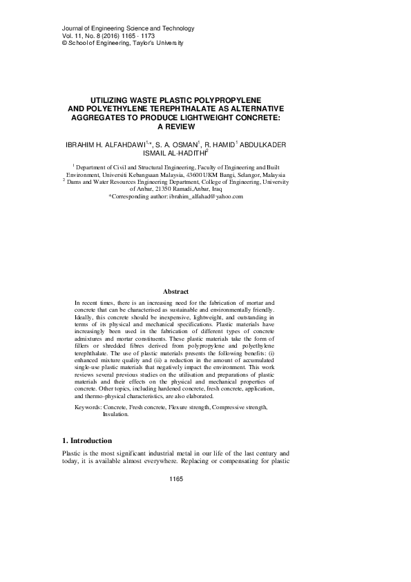 (PDF) Utilizing waste plastic polypropylene and polyethylene ...