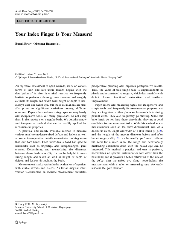 (PDF) Your Index Finger Is Your Measure!