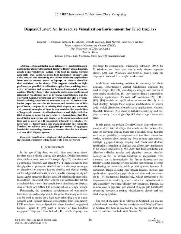 (PDF) DisplayCluster: An Interactive Visualization Environment for Tiled Displays
