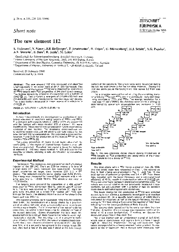 (PDF) The new element 112