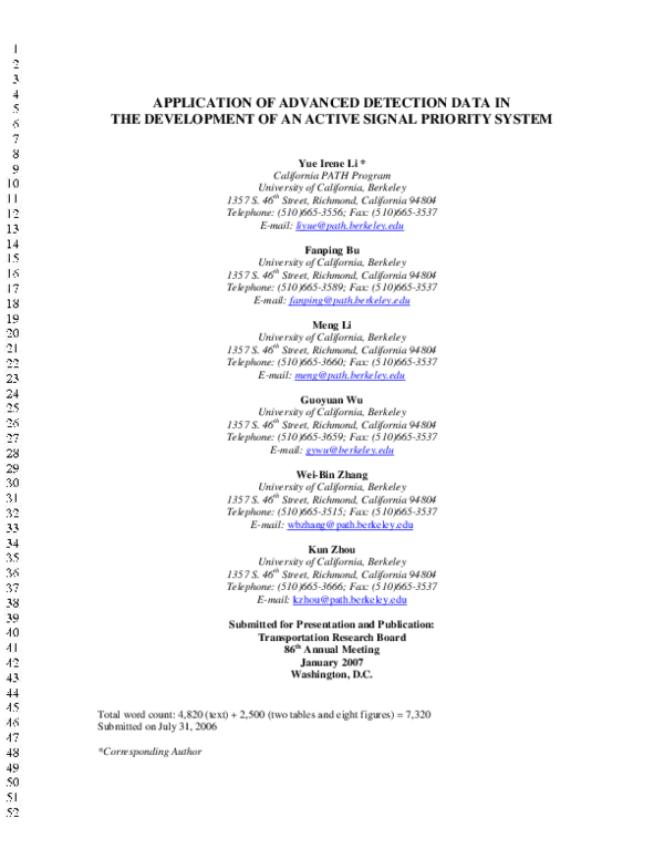 Pdf Application Of Advanced Detection Data In The Development Of An