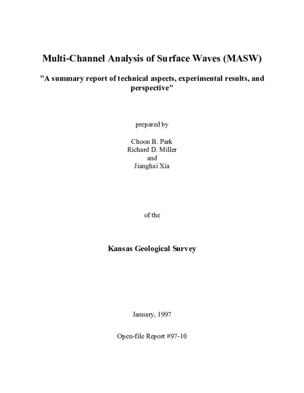 (PDF) Multichannel Analysis of Surface Waves (MASW)