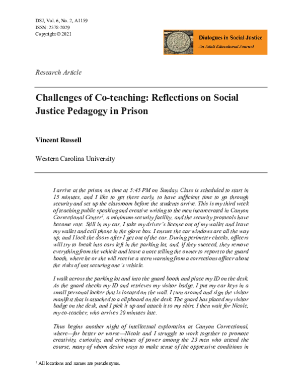 (PDF) Challenges of Co-teaching: Reflections on Social Justice Pedagogy ...