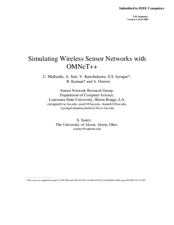 (PDF) Simulating Wireless Sensor Networks with OMNeT