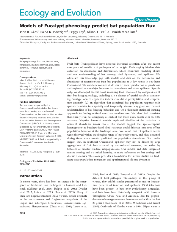 (PDF) Models of Eucalypt phenology predict bat population flux