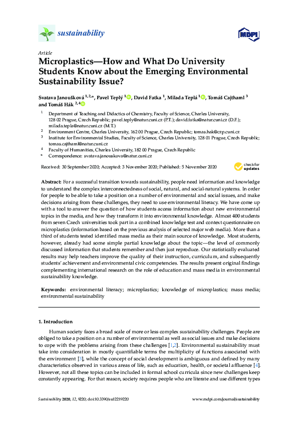 (PDF) Microplastics—How and What Do University Students Know about the ...
