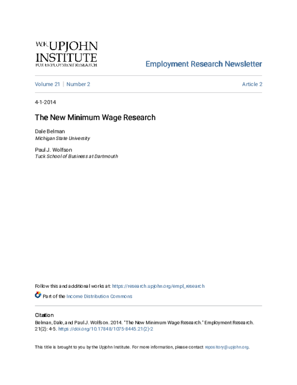 (PDF) The New Minimum Wage Research