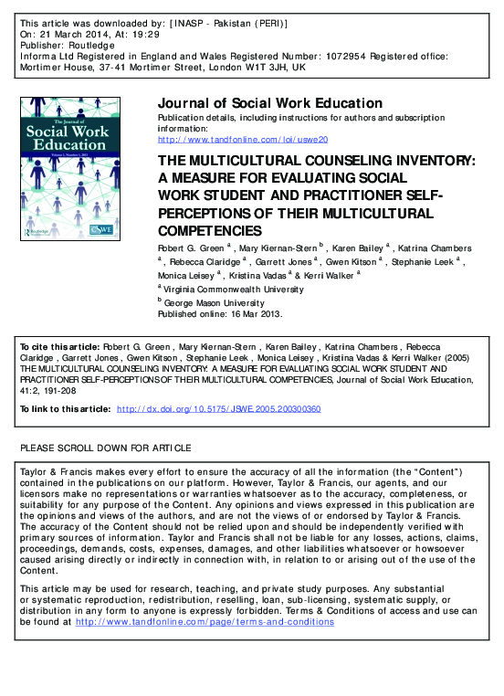 (PDF) The Multicultural Counseling Inventory: A Measure for Evaluating ...