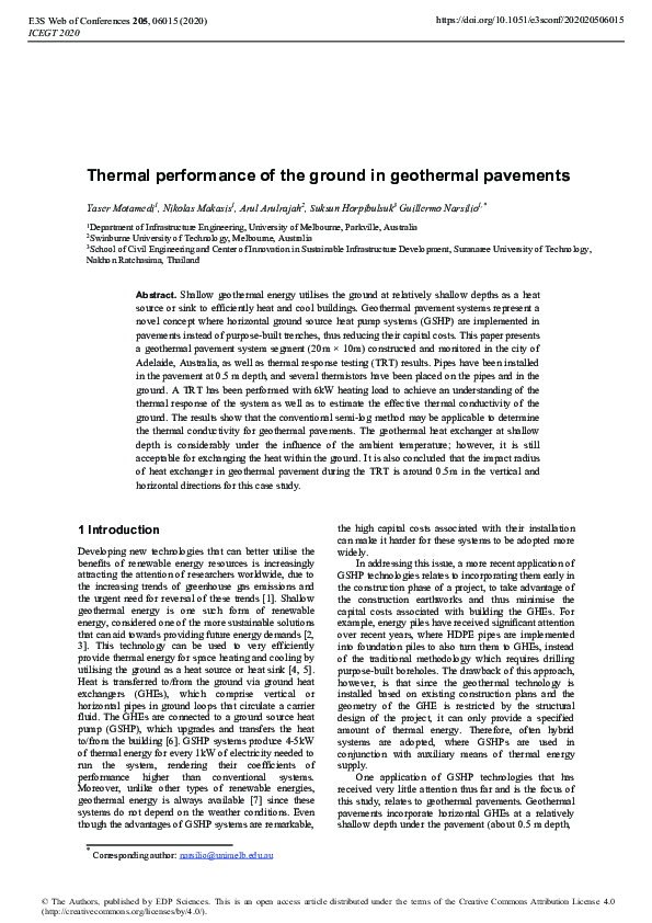 (PDF) Thermal performance of the ground in geothermal pavements ...