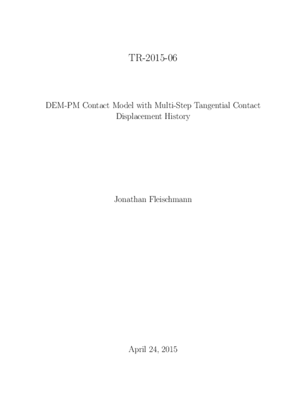 (PDF) DEM-PM Contact Model with Multi-Step Tangential Contact ...