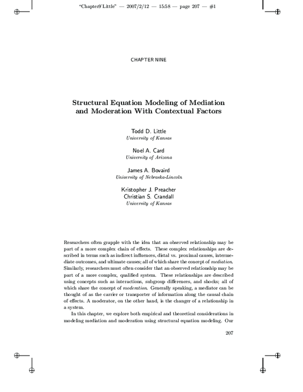 (PDF) Structural Equation Modeling of Mediation and Moderation With Contextual Factors