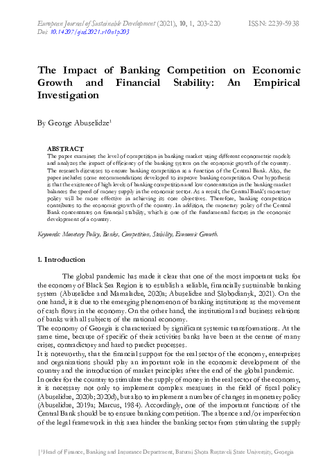 (PDF) The Impact of Banking Competition on Economic Growth and ...