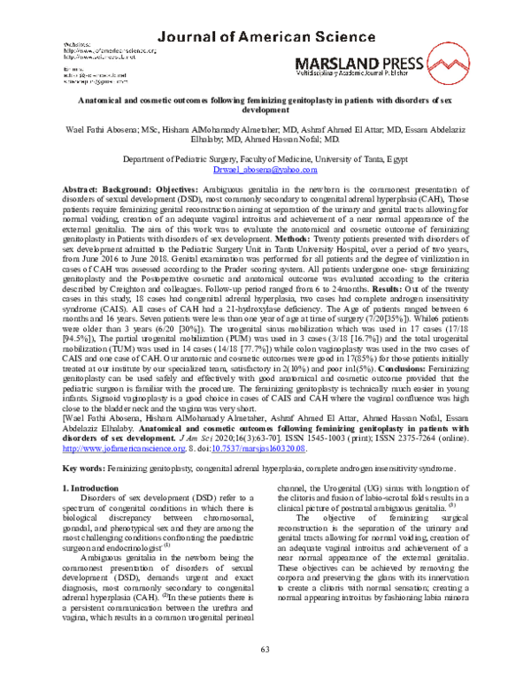 (PDF) Anatomical and cosmetic outcomes following feminizing ...