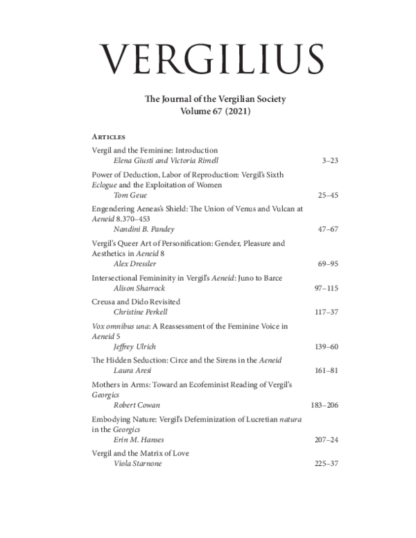 (PDF) Embodying Nature: Vergil's Defeminization of Lucretian natura in ...