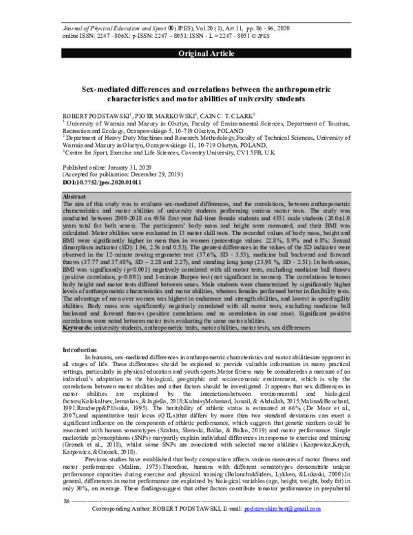 Pdf Sex Mediated Differences And Correlations Between The
