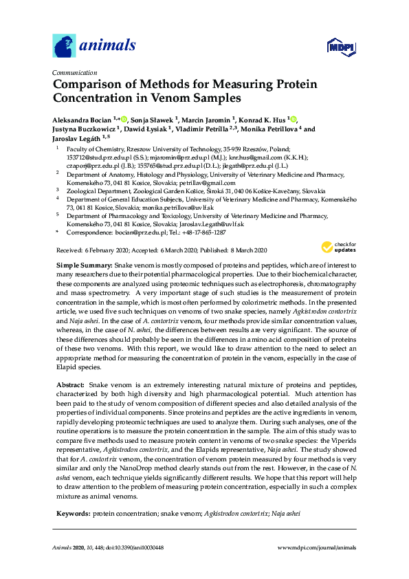 (PDF) Comparison of Methods for Measuring Protein Concentration in ...