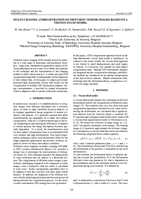 (PDF) Multi-channel coregistration of diffusion tensor images based on a viscous fluid model