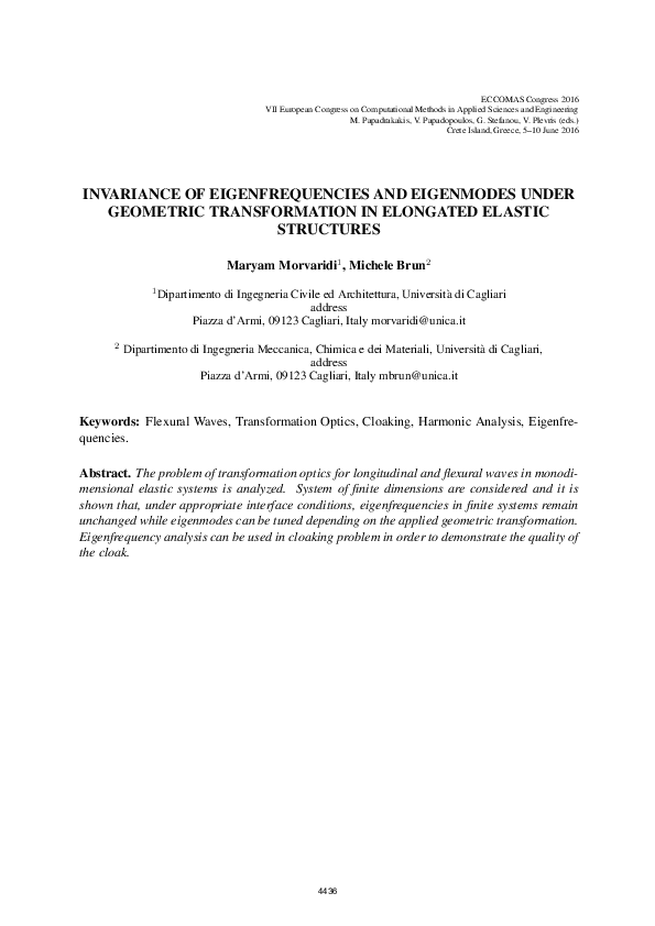 (PDF) Invariance of Eigenfrequencies and Eigenmodes Under Geometric Transformation in Elongated ...