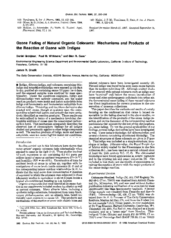 (PDF) Ozone fading of natural organic colorants: mechanisms and ...