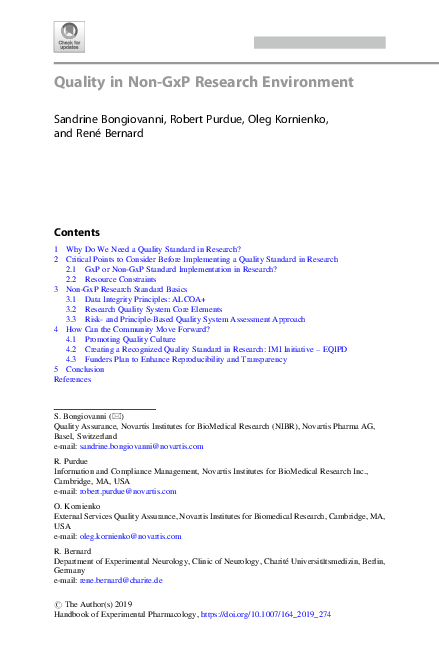 (PDF) Quality in Non-GxP Research Environment