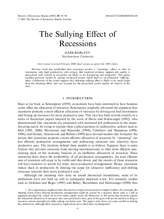 (PDF) The Sullying Effect of Recessions