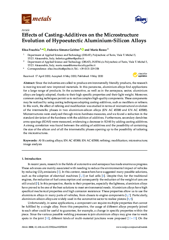 Pdf Effects Of Casting Additives On The Microstructure Evolution Of Hypoeutectic Aluminium