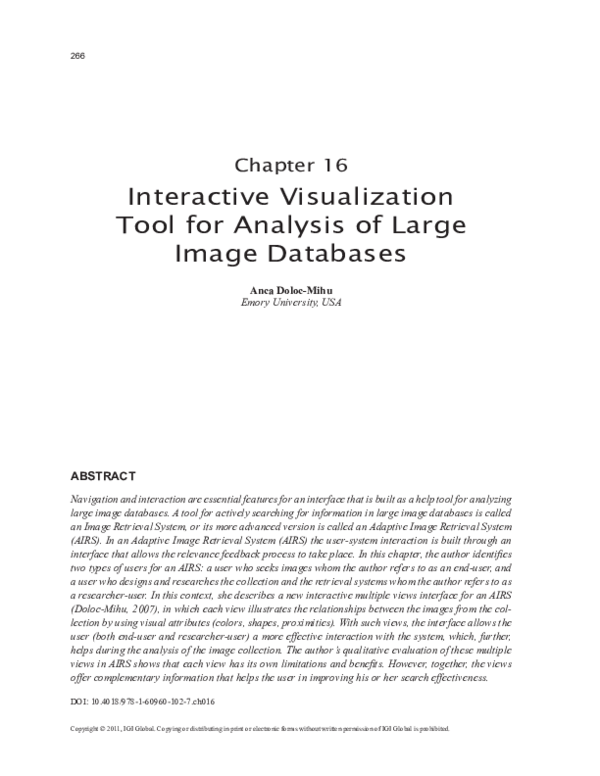 (PDF) Interactive Visualization Tool for Analysis of Large Image Databases