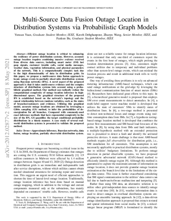 (PDF) Multi-Source Data Fusion Outage Location in Distribution Systems ...