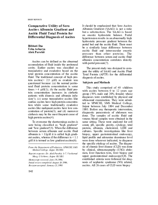 (PDF) Comparative utility of sero ascites albumin gradient and ascitic ...