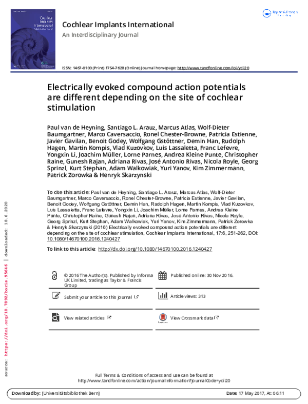 (PDF) Electrically evoked compound action potentials are different depending on the site of ...